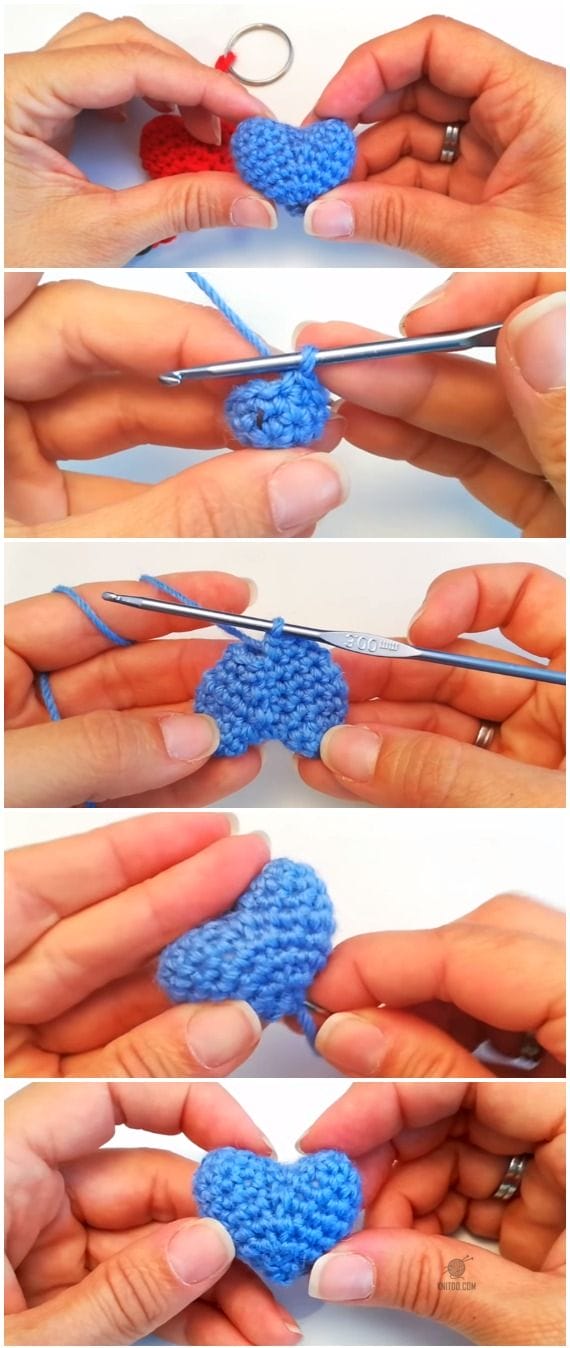 CROCHET HEART AMIGURUMI KEYCHAINS