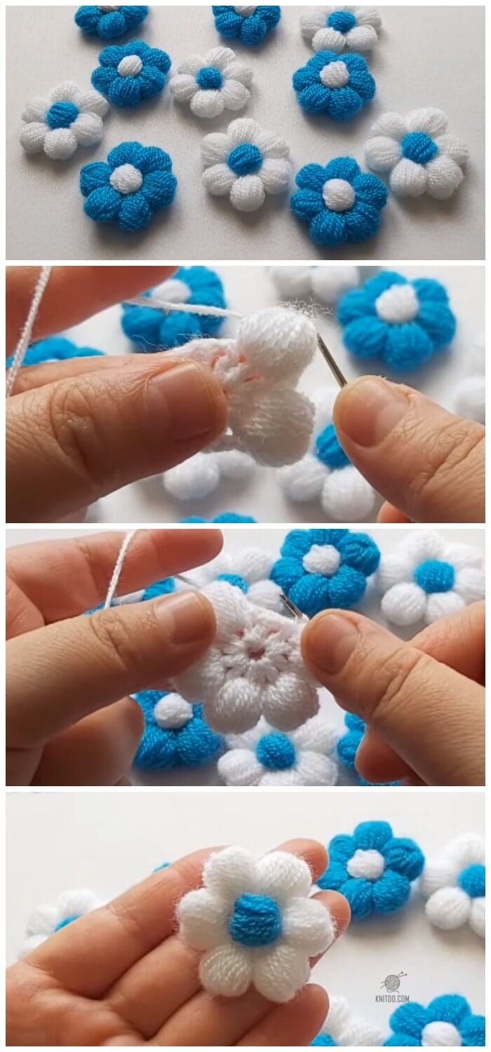 CROCHET BEAUTIFUL COLORFUL PUFF FLOWERS