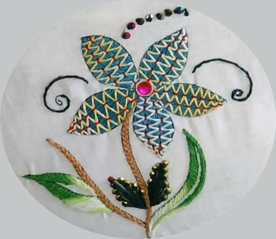 Hand embroidery Scroll stitch tutorial